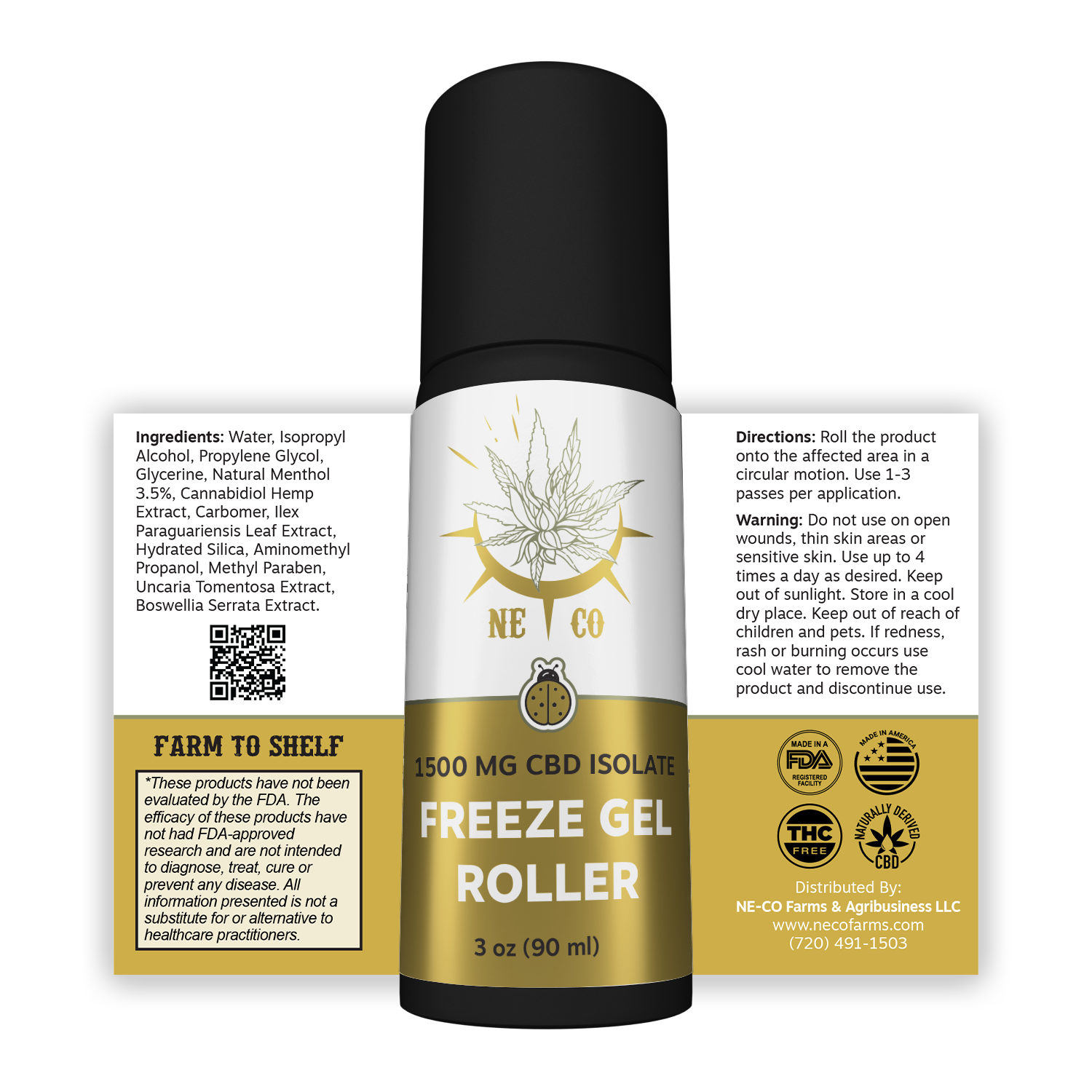 Freeze Gel Roller 1,500mg CBD With Menthol – THC Free